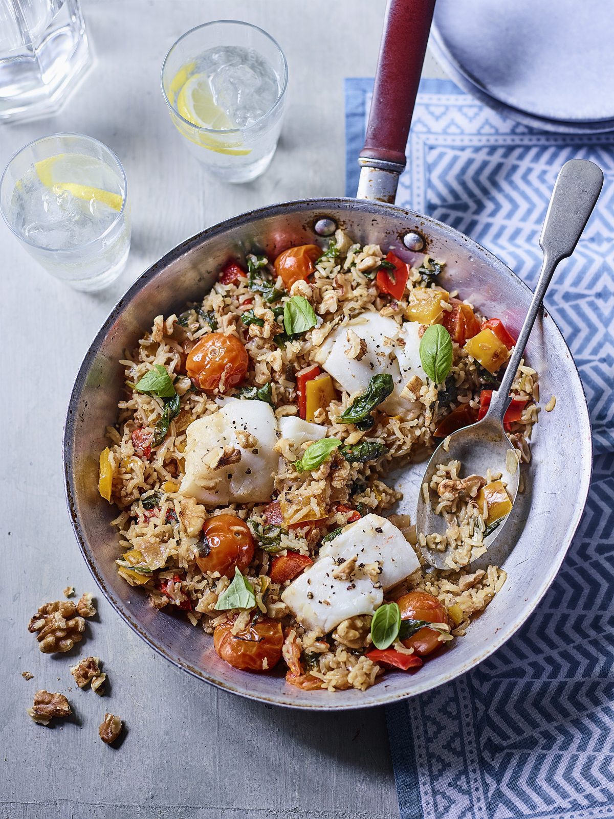 Mediterranean Cod & Rice One Pot - California Walnuts